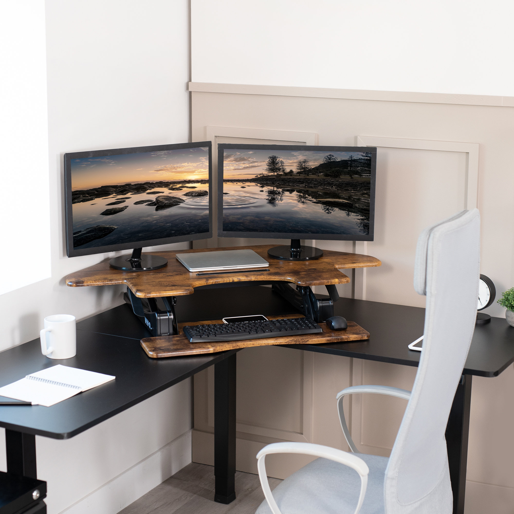 Vivo 44" Corner Standing Desk Converter DESK-V000VC Series & Reviews ...