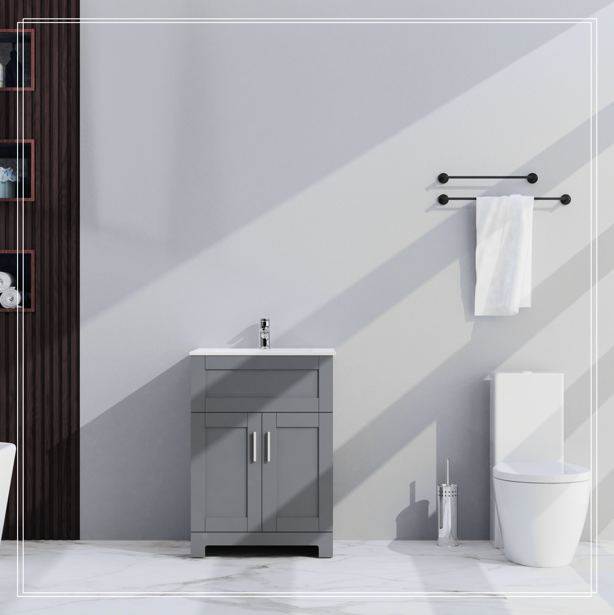 Ebern Designs 24" Bathroom Sink Vanity Laundry Utility Cabinet | Wayfair
