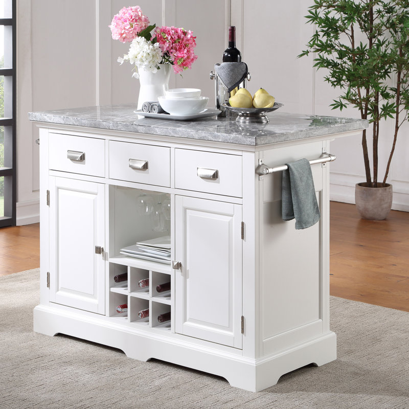 Red Barrel Studio® Mantello Marble Top Kitchen Island & Reviews | Wayfair