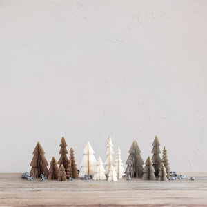 Creative Co-Op Paper Folding Honeycomb Trees With Gold Glitter | Wayfair
