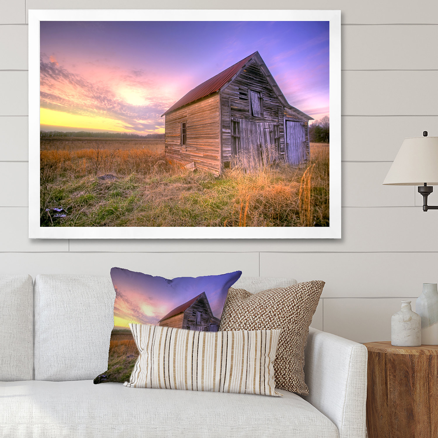 Gracie Oaks Old Barn at Sunrise - Picture Frame Photograph on Canvas ...