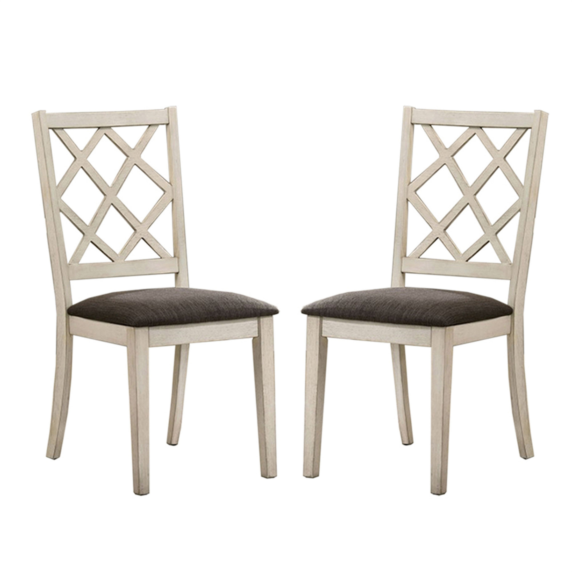 Gracie Oaks Cloe Fabric Cross Back Side Chairs in Gray,Upholstered ...