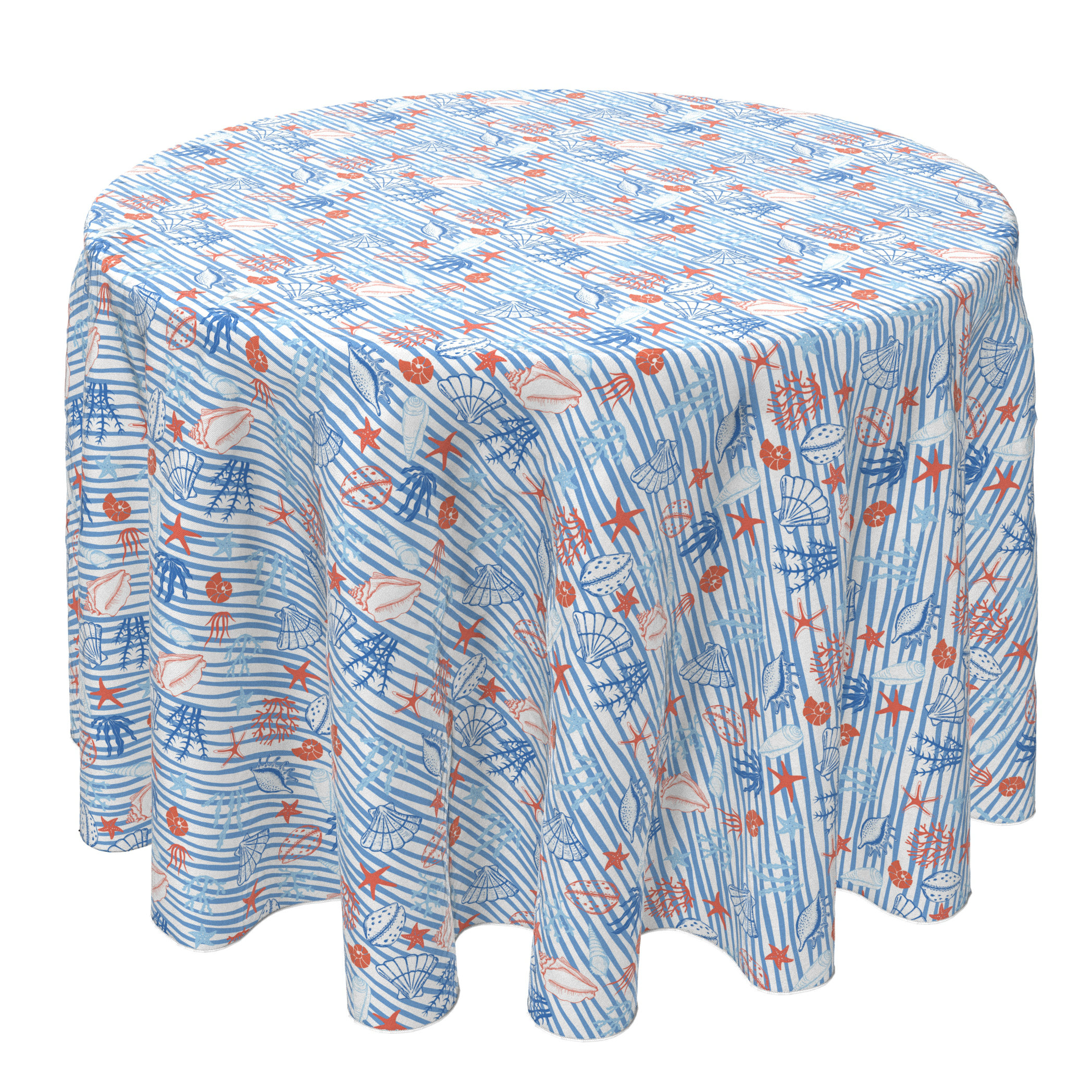 East Urban Home Round Tablecloth, 100% Cotton, 60 Round", Sea Life ...