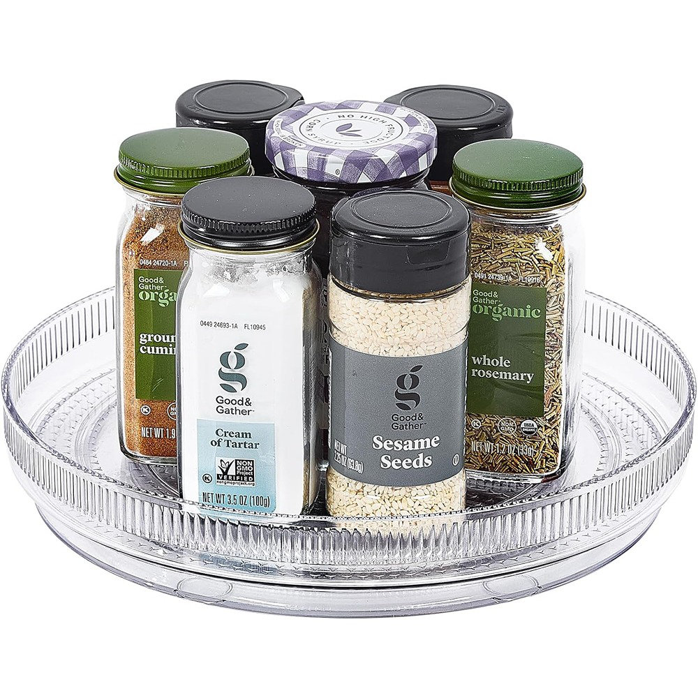 Rebrilliant Plastic Lazy Susan Organizer, Clear Pantry Shallow L ...