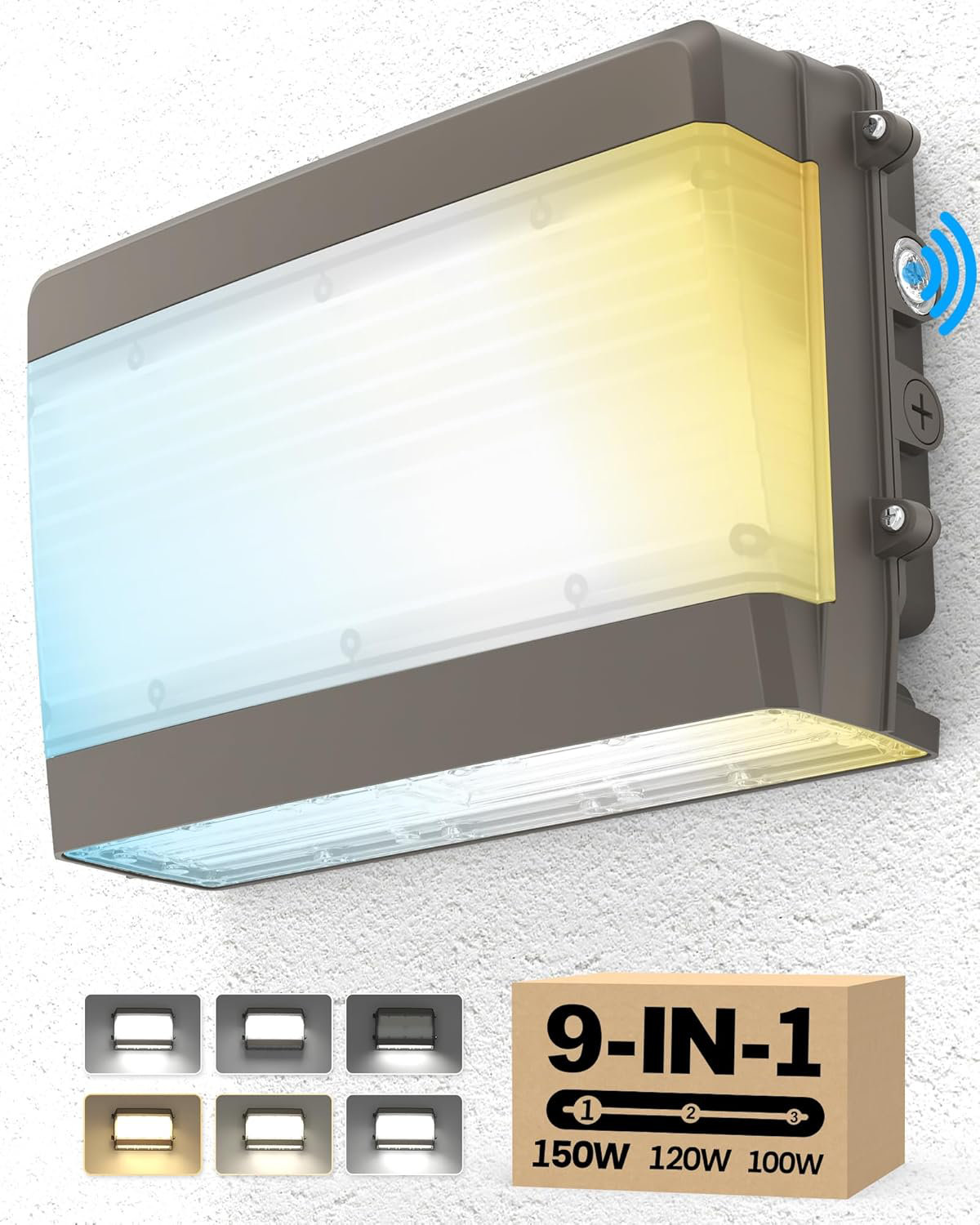Arlmont & Co. LED Wall Pack Light, 150W/120W/100W Tunable, 3000K/4000K ...
