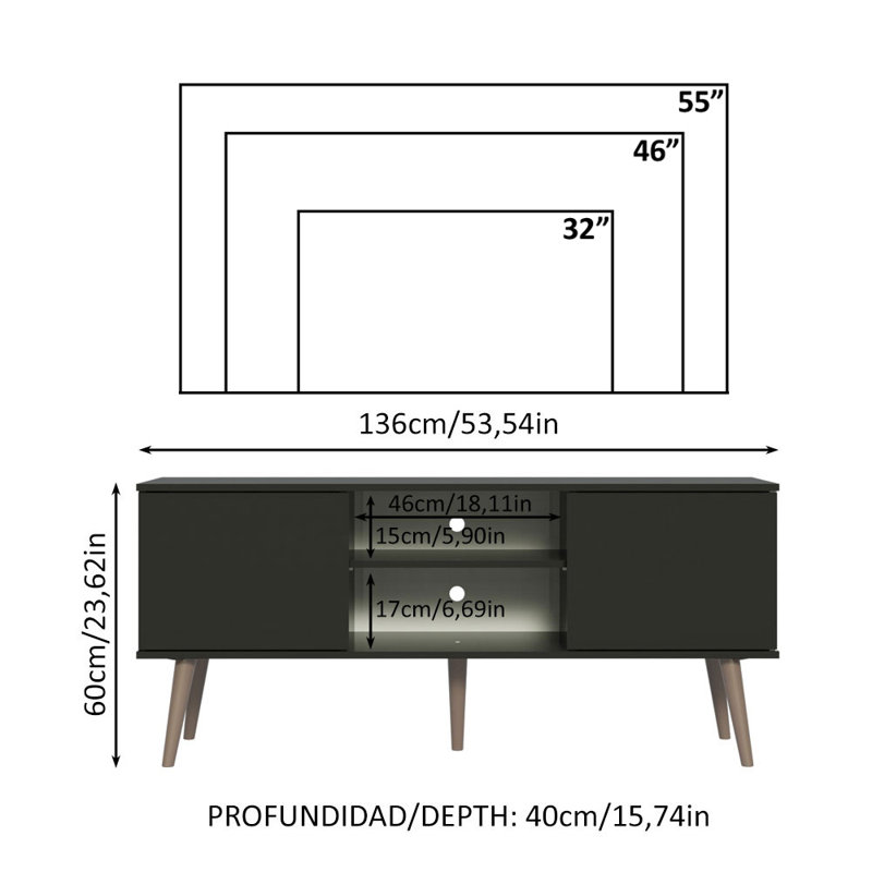 Corrigan Studio® Konyn TV Stand Console with 2 Doors and 2 Shelves with ...