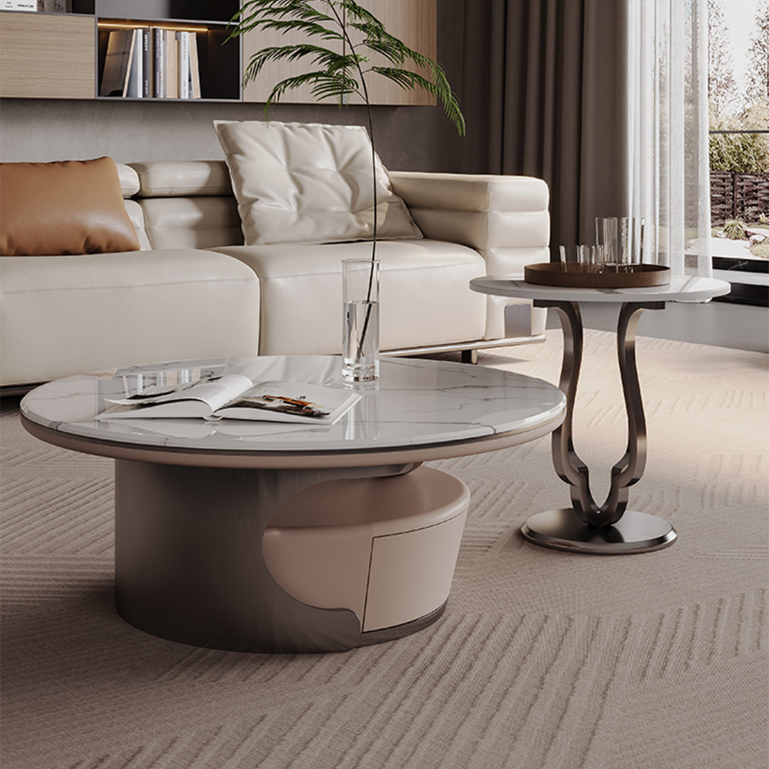 Orren Ellis Luxury Minimalist Round Granite Slab Coffee Table - Wayfair ...
