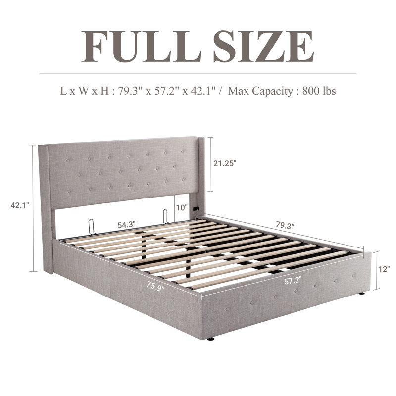Wade Logan® Bertile Upholstered Metal Wingback Storage Bed & Reviews ...