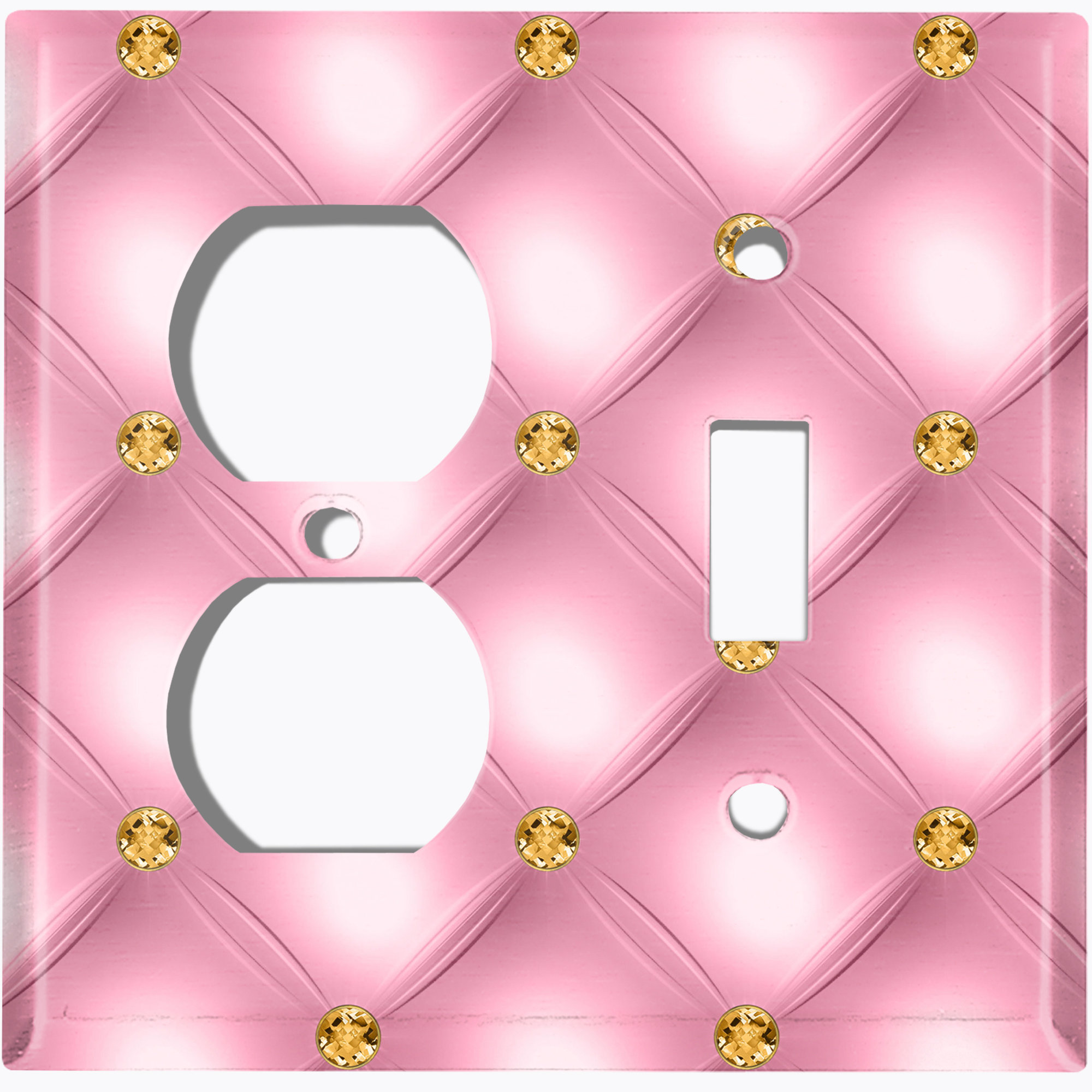 WorldAcc Metal Light Switch Plate Outlet Cover (Tufted Diamonds Pink ...