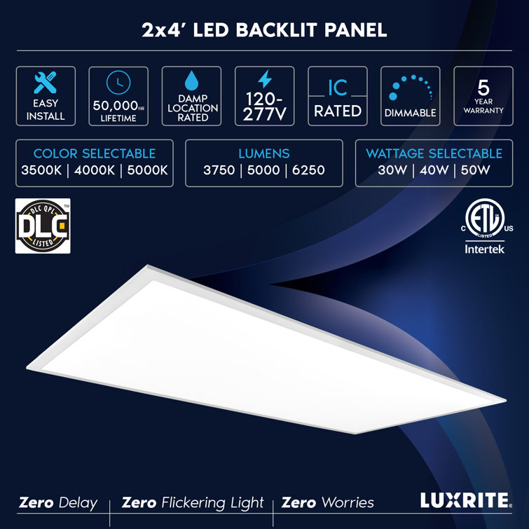 Luxrite Dimmable Rectangle Flat Panel Ceiling Light - Wayfair Canada
