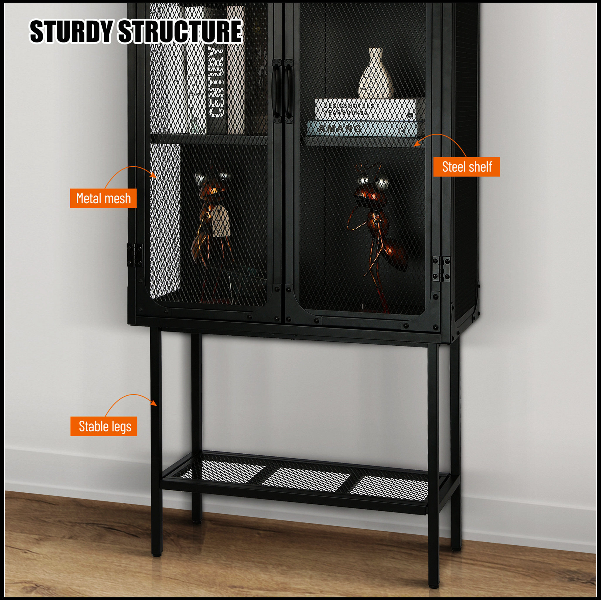 17 Stories Marleah Metal Accent Cabinet | Wayfair