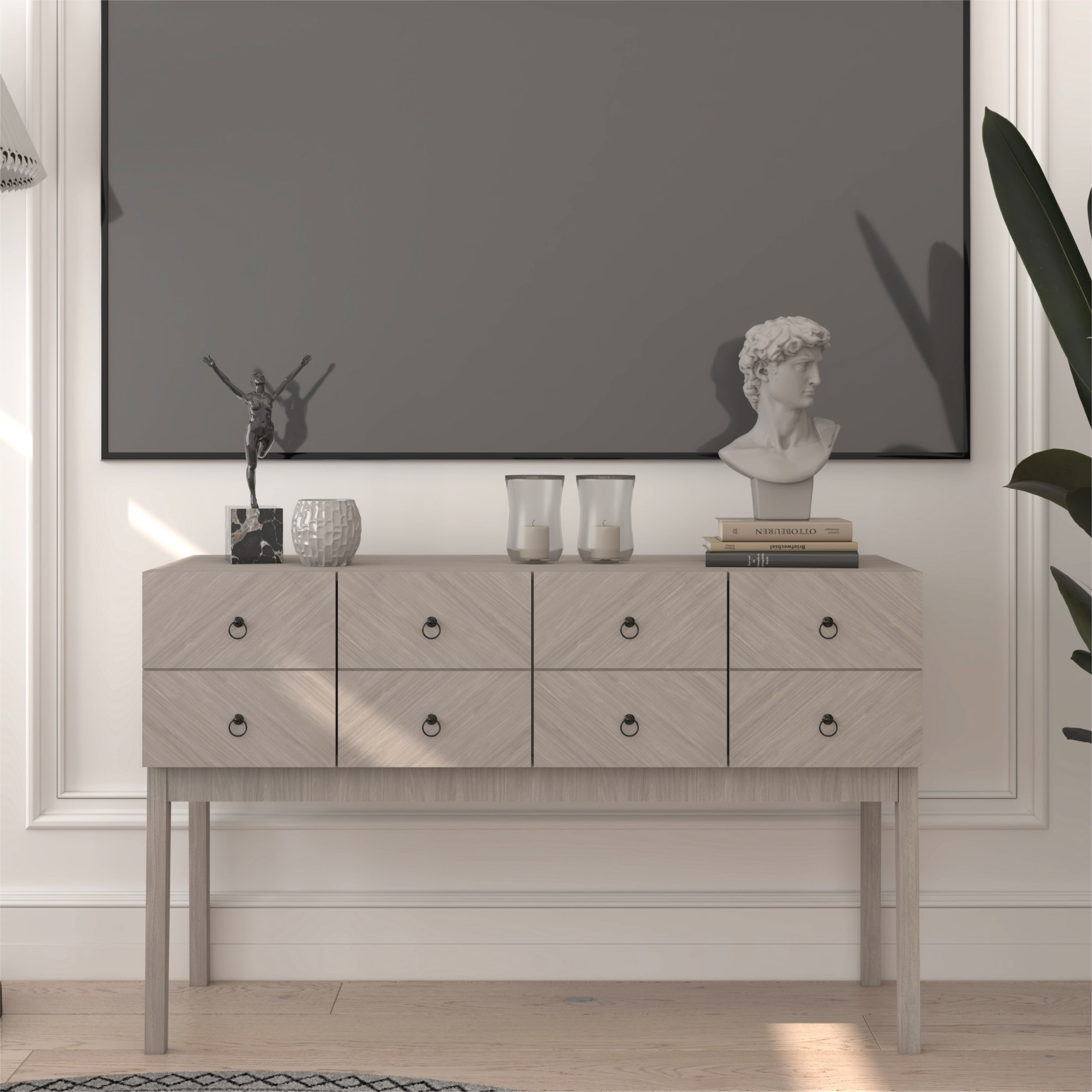 George Oliver Console moderne George Oliver avec 4 portes, panneau de ...