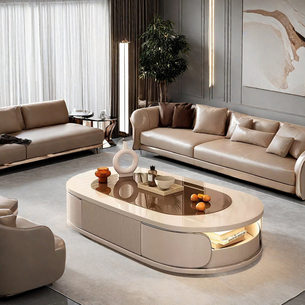 Orren Ellis Creative and simple oval-shaped coffee table | Wayfair