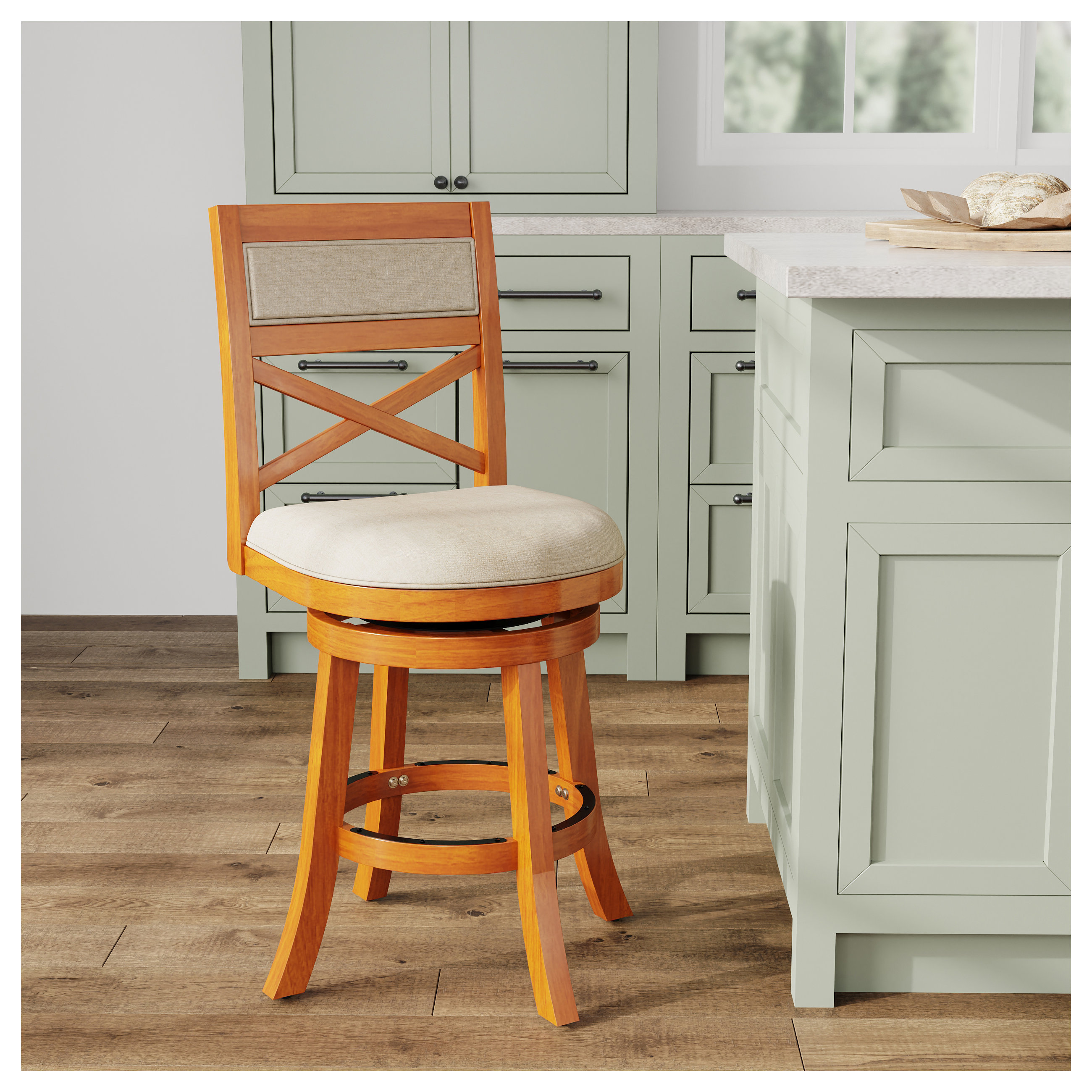 Latitude Run® 24 Inch Counter Height Swivel Bar Stool with X-Back ...