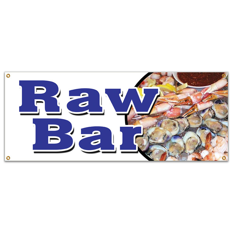SignMission RAW BAR BANNER SIGN Clams Oysters Beer Fresh Cold Sushi ...