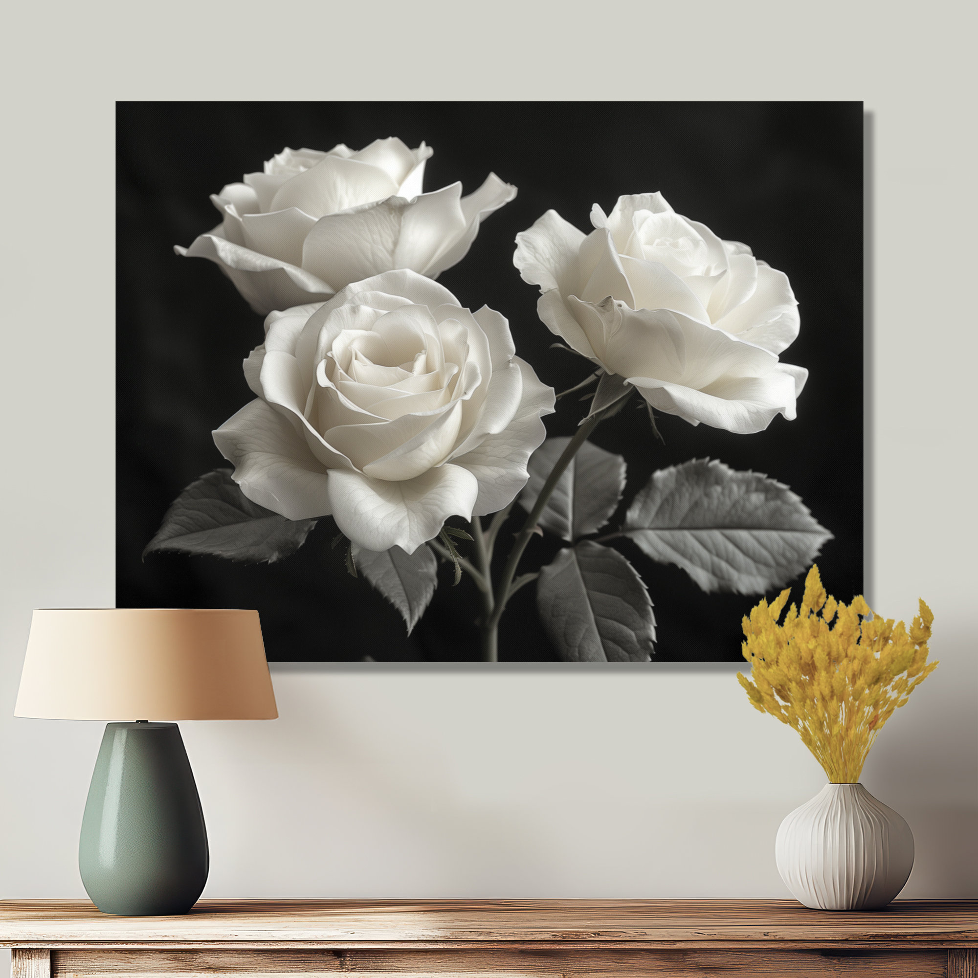 Red Barrel Studio® Monochrome black and white Roses bloom II - Roses ...