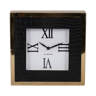 Mercer41 10" Faux Leather Croc Square Clock - Black and Gold with Glass ...