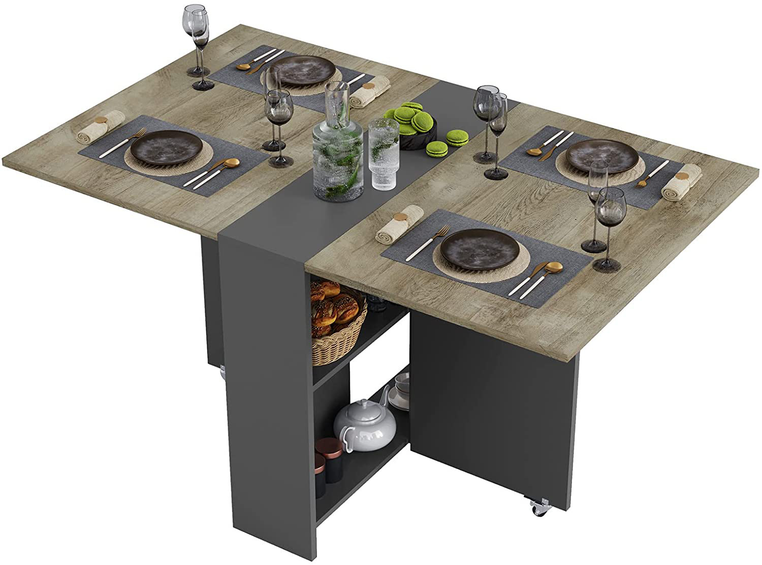 Ebern Designs Kaviyon Solid Oak Trestle Dining Table Folding Dining ...