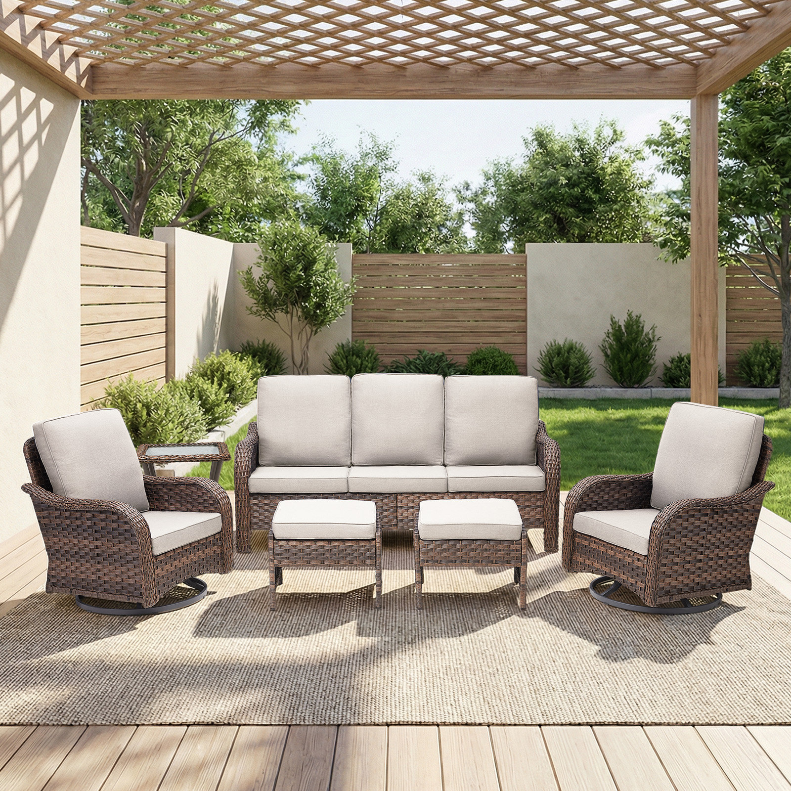 Red Barrel Studio® Arley 6-Piece Outdoor Wicke Sofa Conversation Set ...