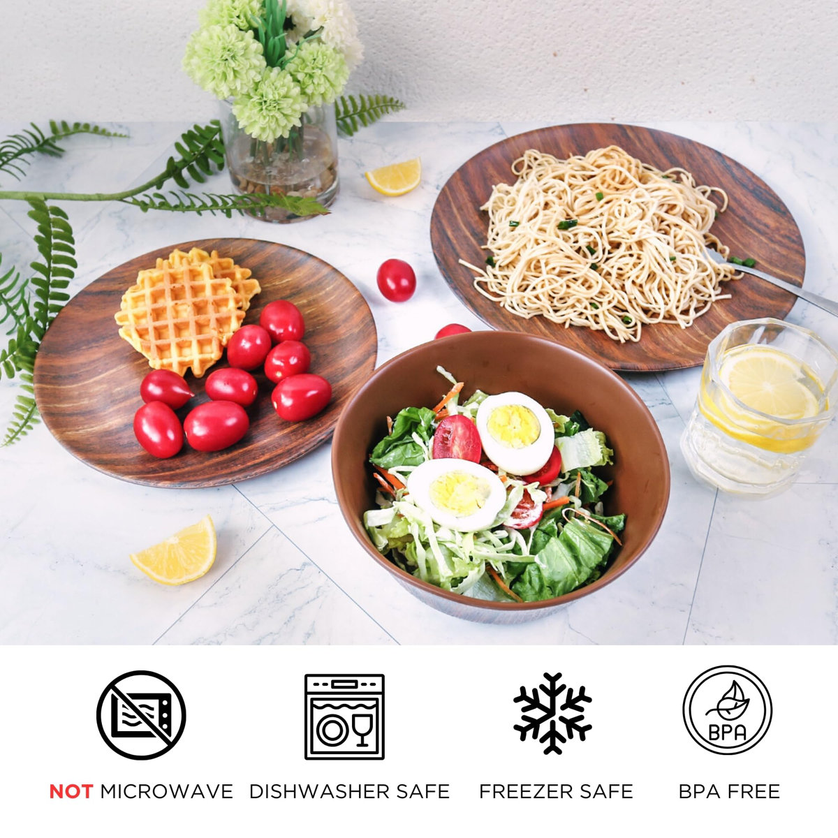 Loon Peak® 12-Piece Dinnerware Set, Melamine Dishes Set With Bowls And ...