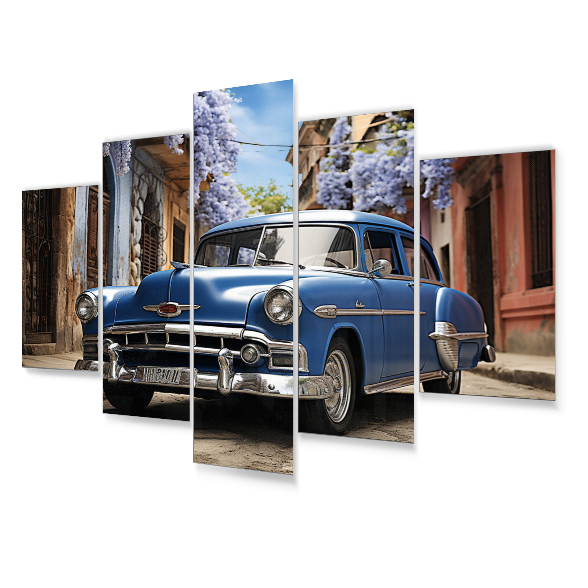 Latitude Run® Cuban Blue Classic Car - Transportation Metal Wall Decor ...