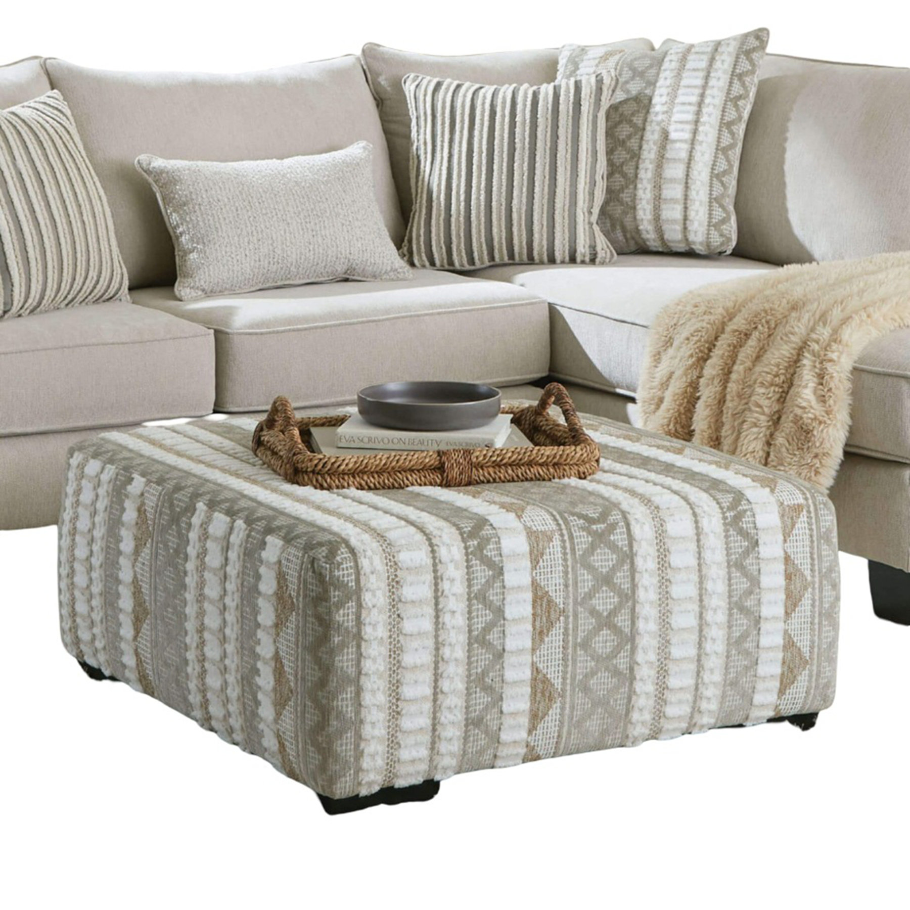 Dakota Fields Contemporary Style Solid Wood Form Ottoman | Wayfair