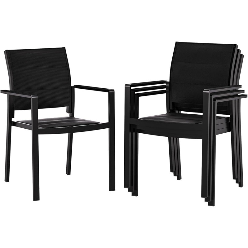 Latitude Run® Aluminum Stackable Patio Dining Chairs(Set of 4) | Wayfair