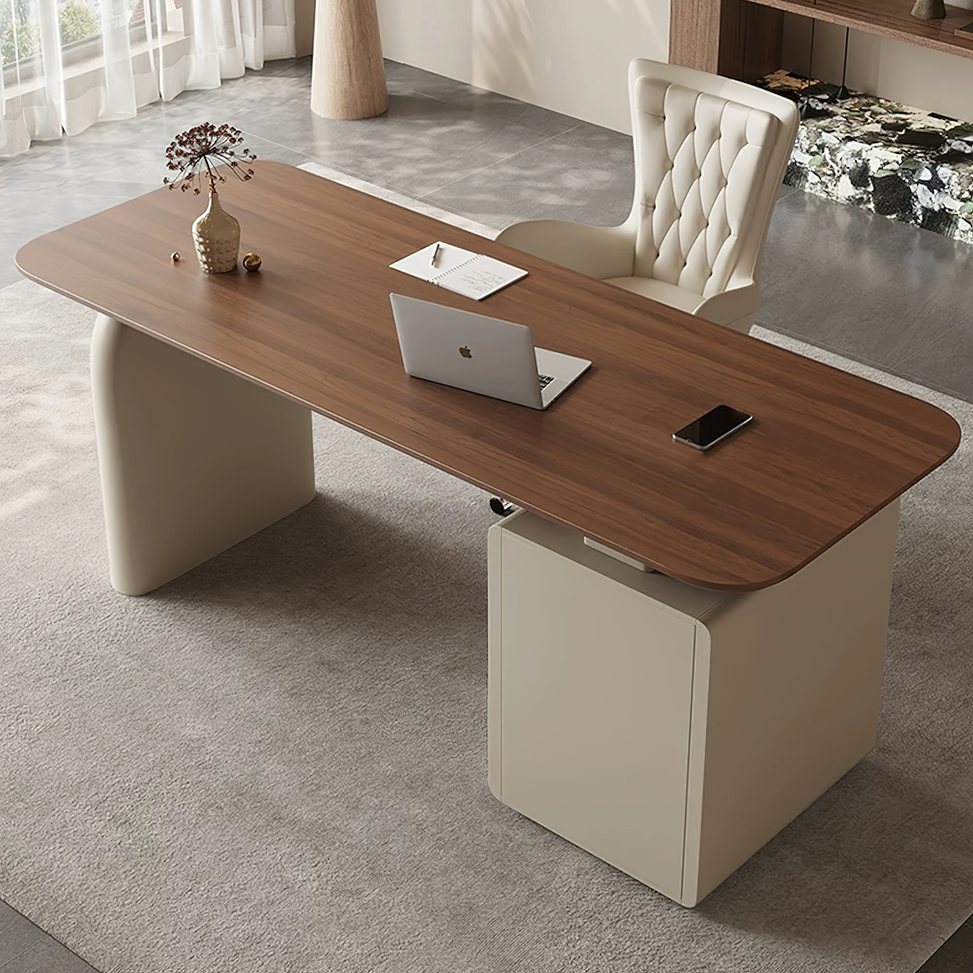 Brayden Studio® Dunte Walnut 3-Drawer Writing Desk With Storage For ...