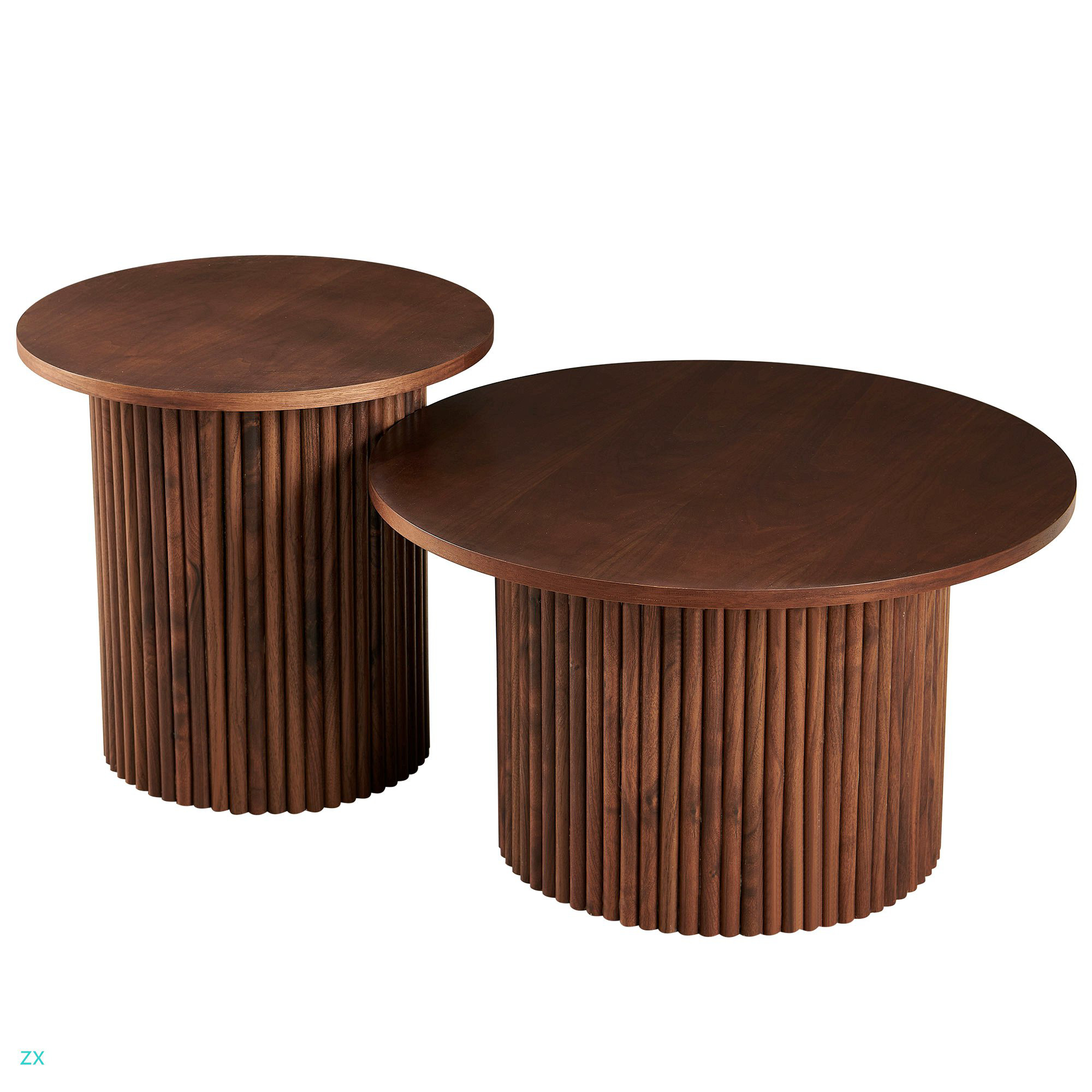 Corrigan Studio® Veneer Tabletop, Set Of 2 Round Coffee Tables ...