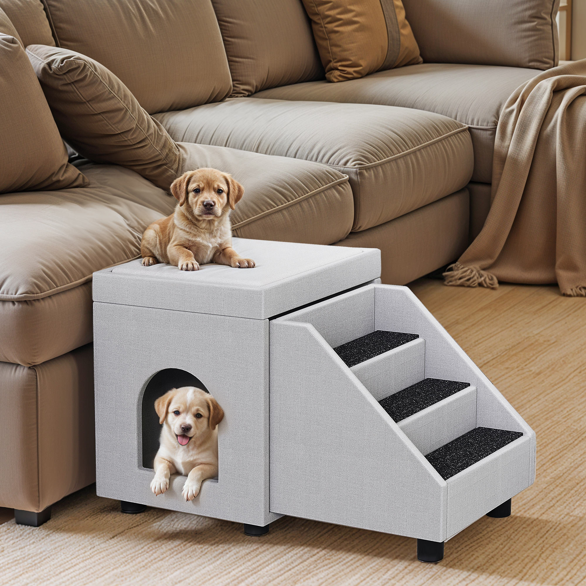Tucker Murphy Pet™ Pet Stairs with Toy Storage, 3-Step Foldable Design ...