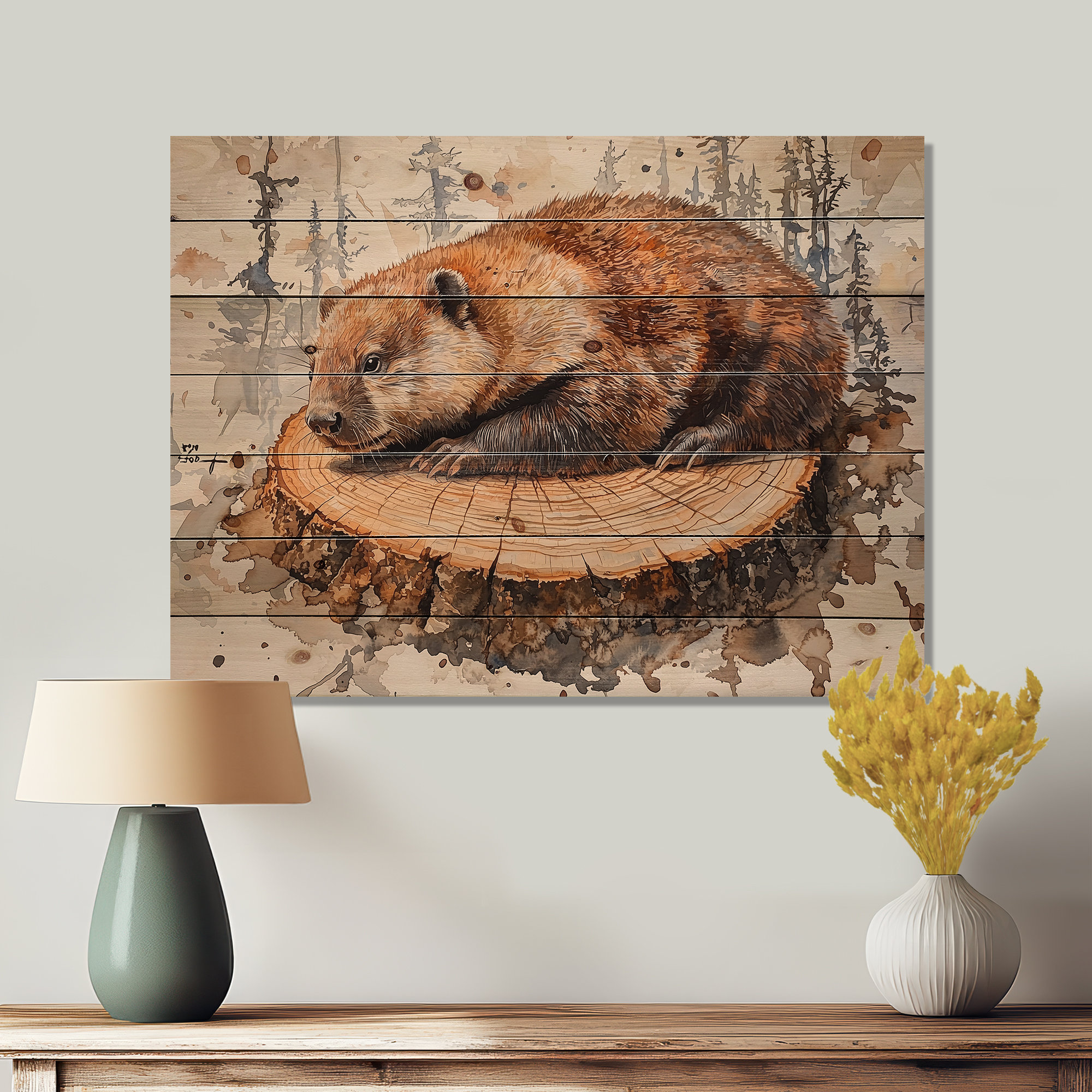 Ophelia & Co. Summer Beaver In Wood Slide II - Beaver Wood Wall Art ...