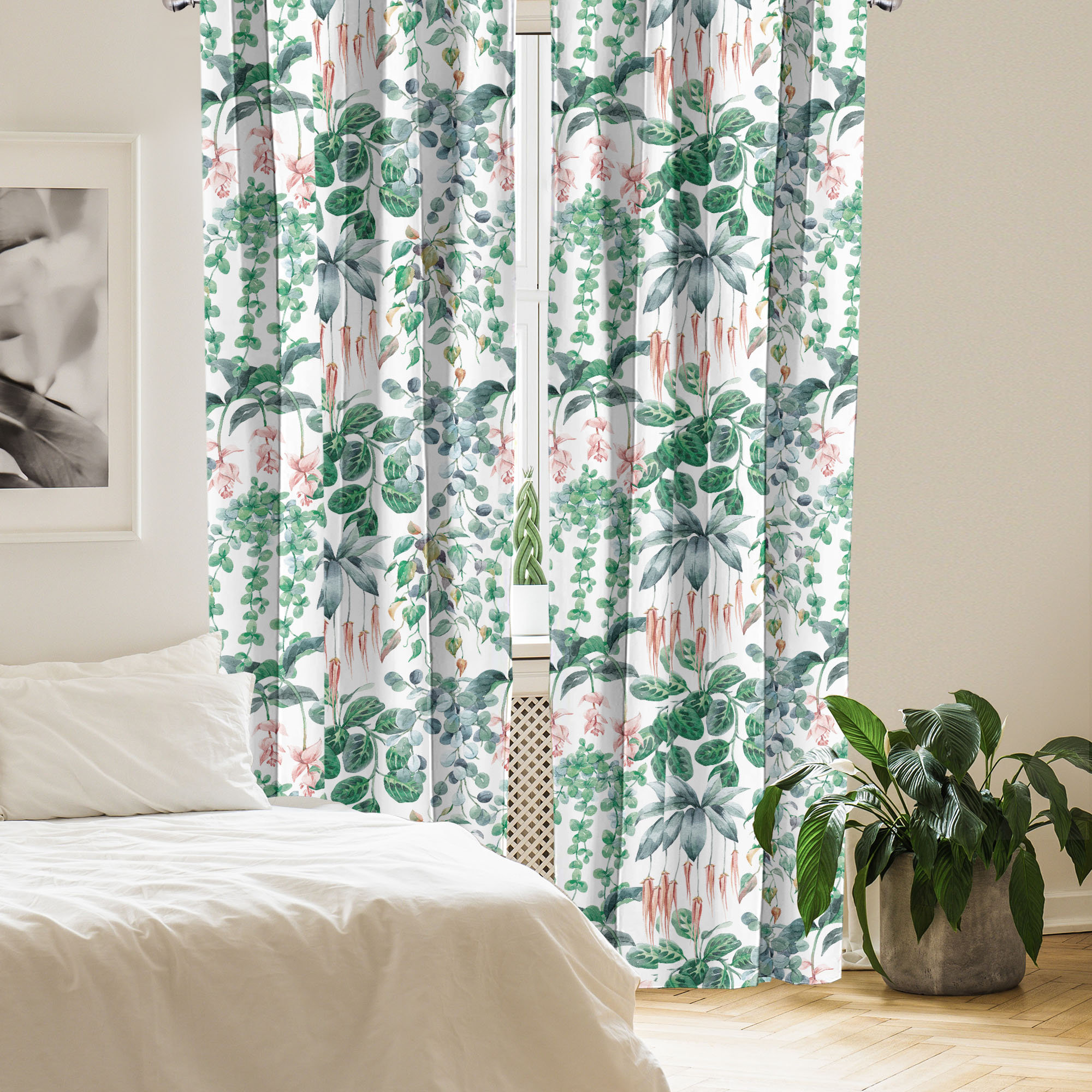 East Urban Home Tropical Curtains Jungle Flowers Leaves Plot Pair of ...
