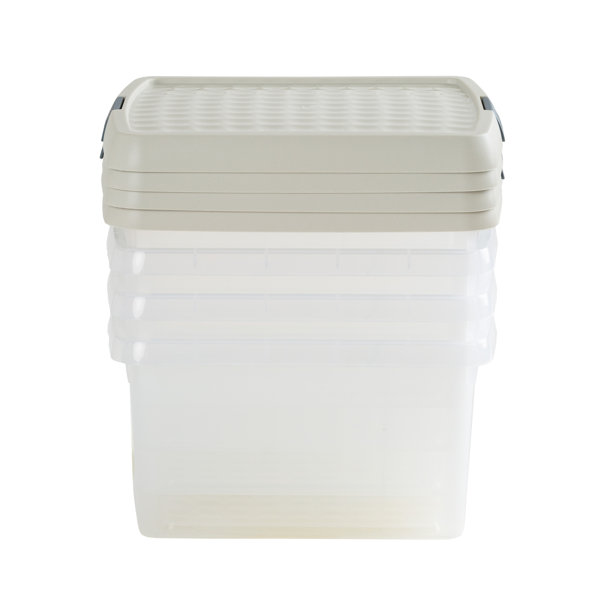 Wham Clip 9L Square Plastic Storage Boxes with Secure Clip Lock Lids. L ...