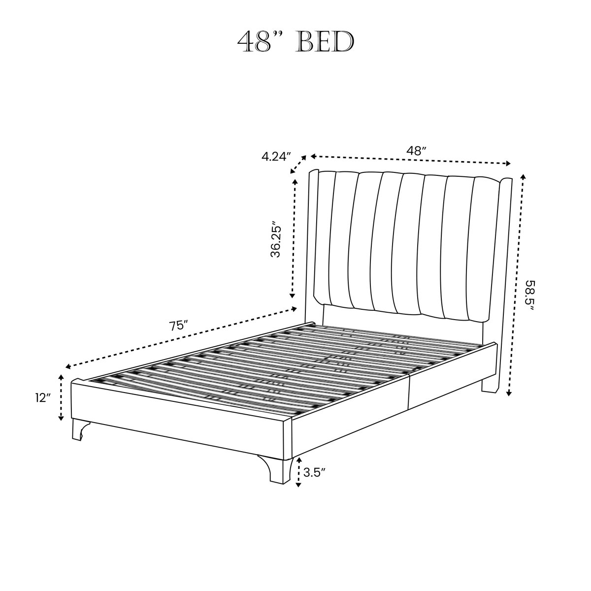 Everly Quinn Greaton 12" Soho Bed Frame with Upholstered Headboard ...