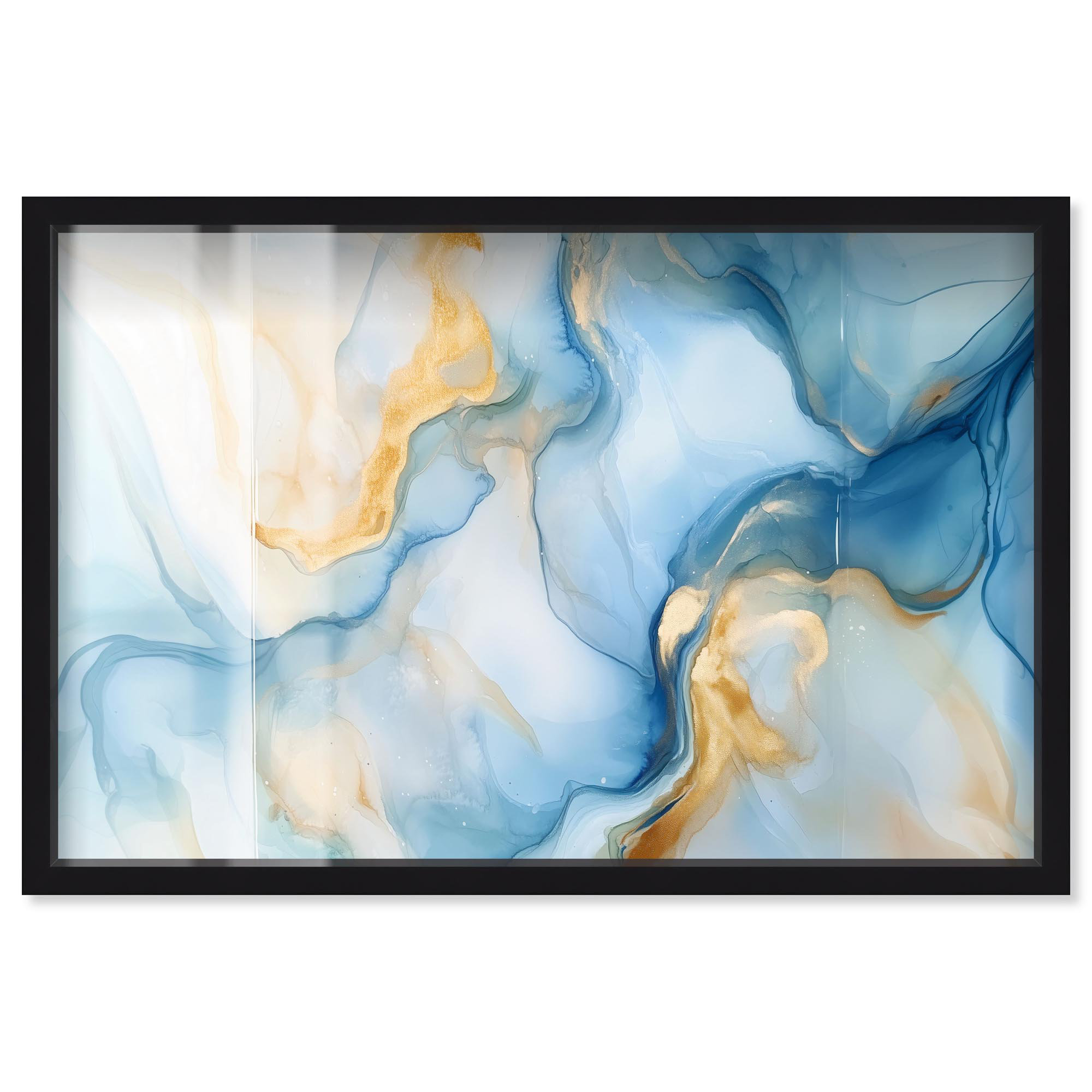 Art Remedy Blue Veined Gold Shadowbox Print Teal Wall Art by Art Remedy ...