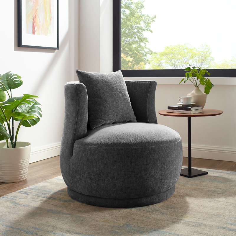 Hokku Designs Costan 31.9 Inch Wide Upholstered Swivel Accent Chair ...