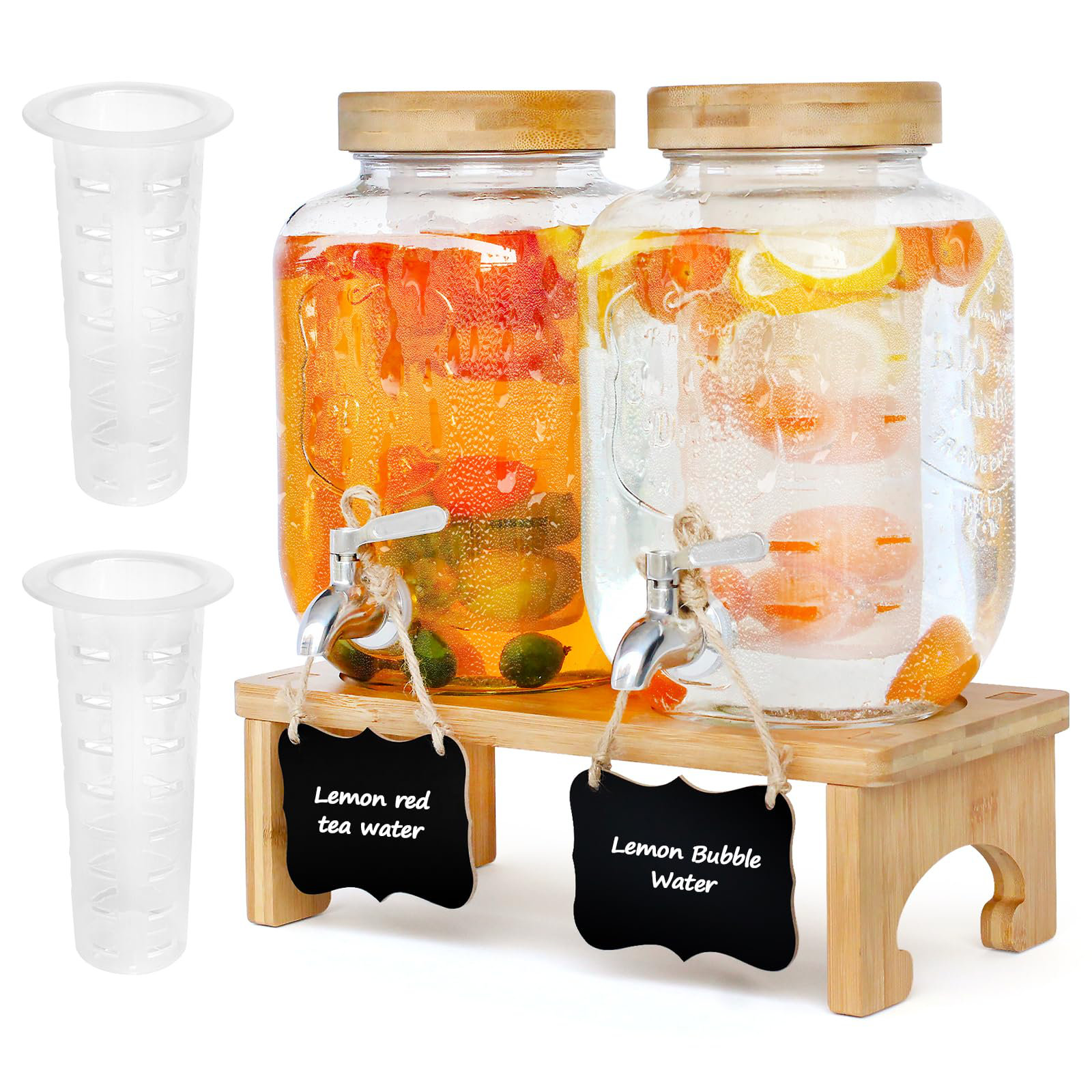 Mint Pantry® 1 Gallon Drink Dispenser With Stand,2 Pack Glass Beverage ...