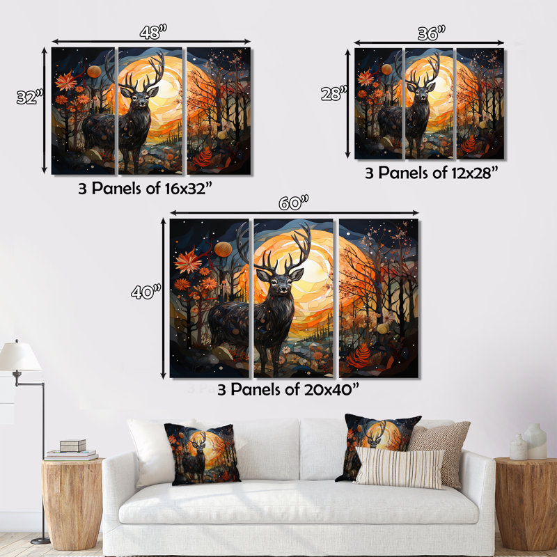 Millwood Pines Deer Mystic Mosaic - Animals Metal Wall Decor Set | Wayfair