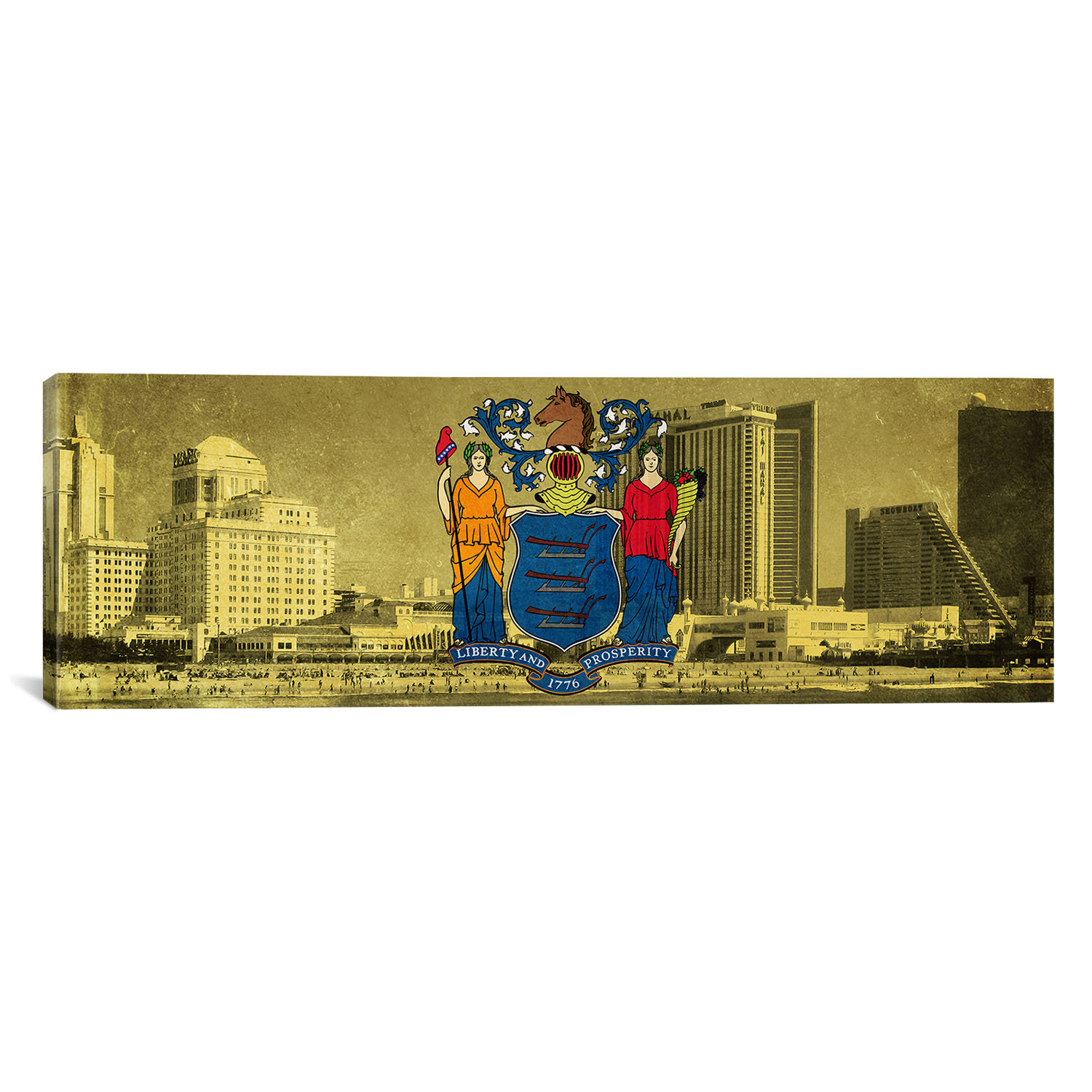 Winston Porter Flags New Jersey Atlantic City Hotels Panoramic Graphic ...