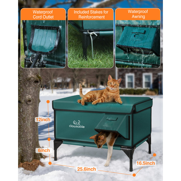 Clawsable Elevated Outdoor Heated Cat House With Built In Camera ...