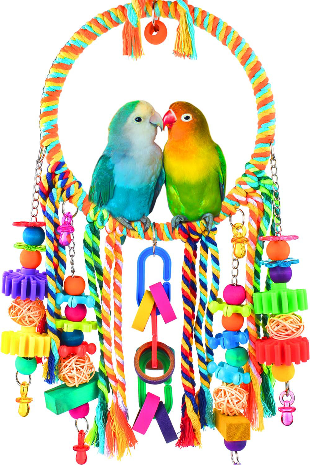 HIBAMSTOR Bird Toys, Bird Swing Toy Bird Perch With Colorful Chewing ...