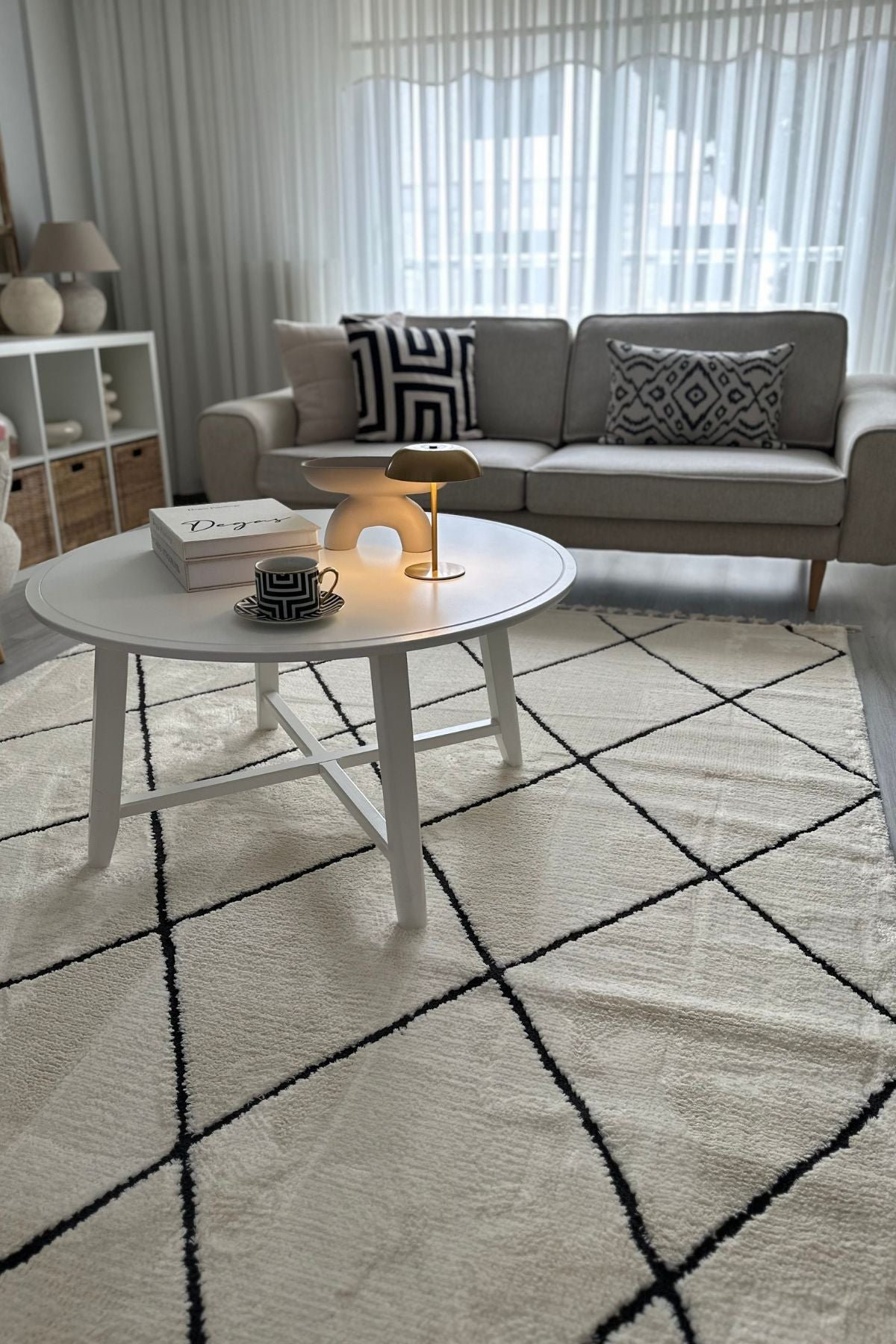 Dakota Fields Milan Cream Black Soft Textured Scandinavian Rug | Wayfair