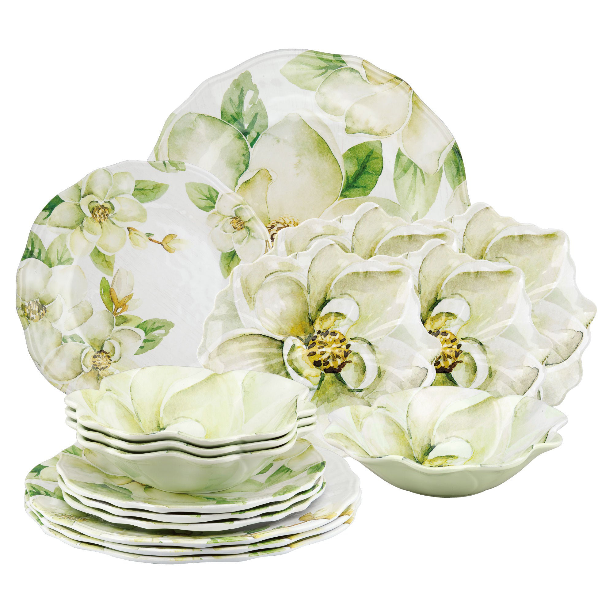 Red Barrel Studio® Magnolia 16 Piece Melamine Dinnerware Set, Service ...