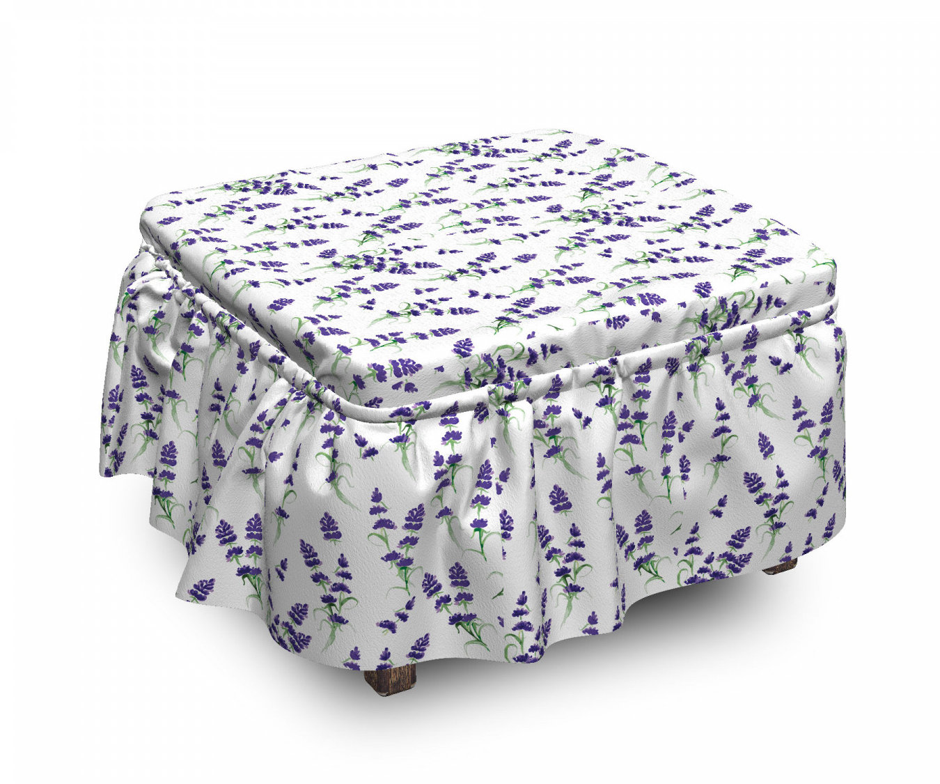 East Urban Home Lavender Bouquet Romance Ottoman Slipcover | Wayfair