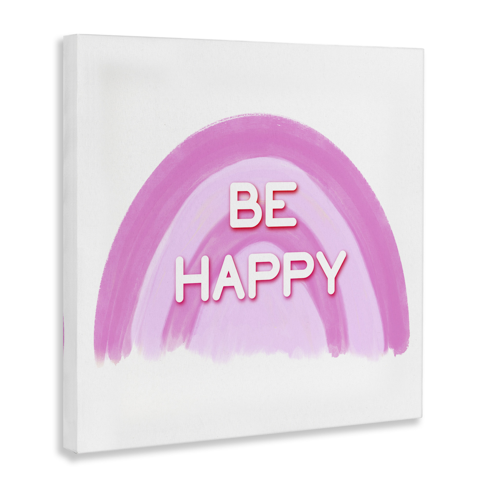 Trinx Purple Be Happy Canvas Wall Art by Amber Clarkson | Wayfair