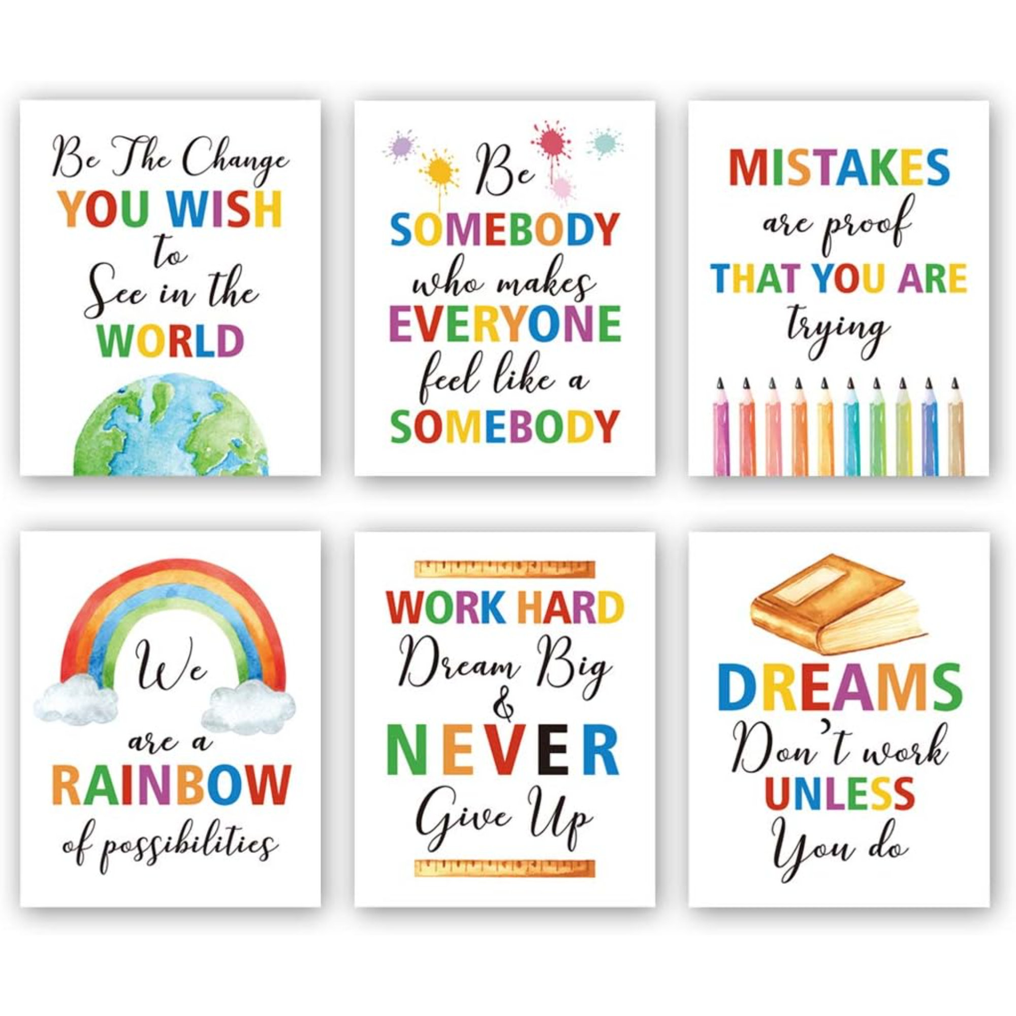 Zoomie Kids Colourful Words Art Prints, Set Of 6 (8”X10 ...