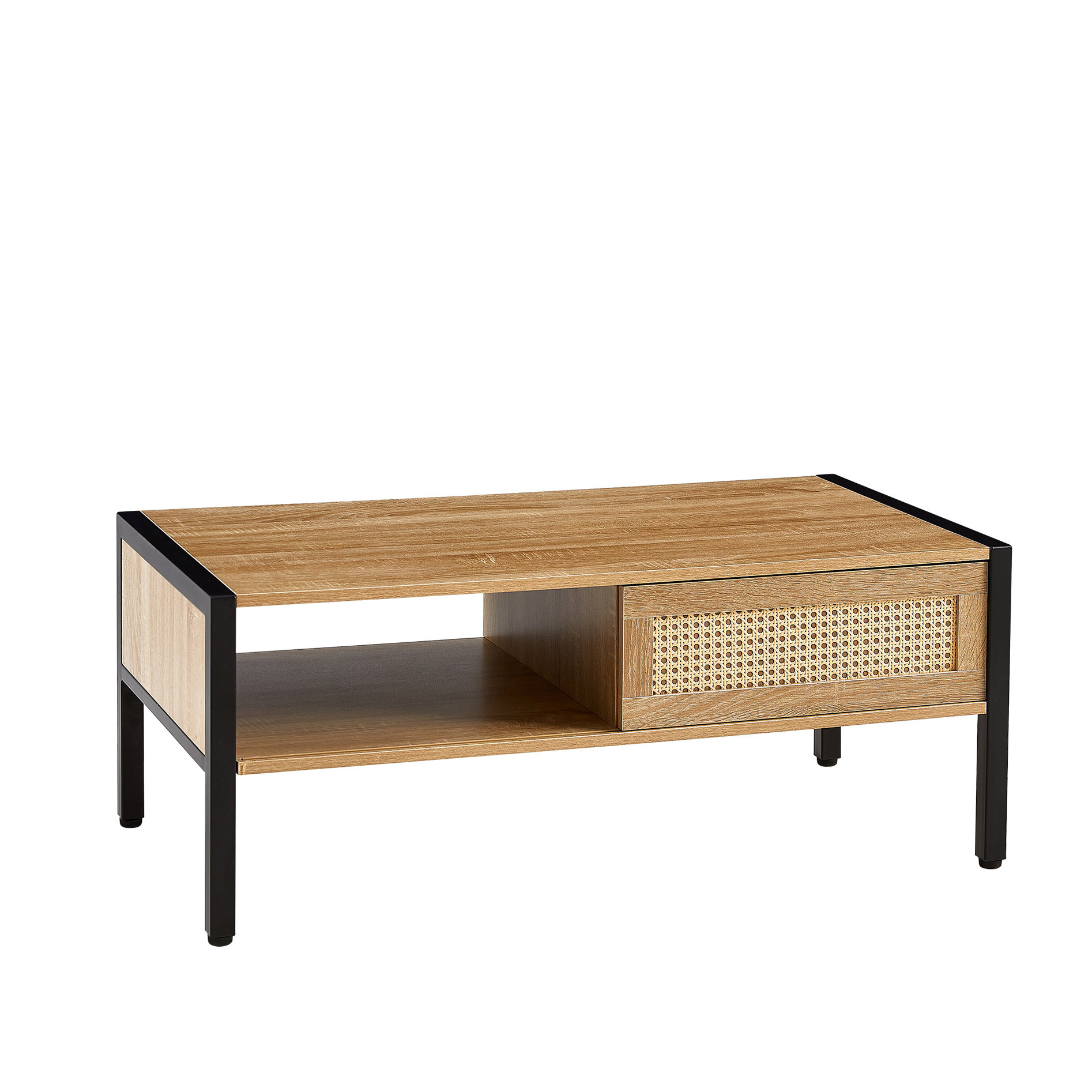 Ivy Bronx Living Area Coffee Table, 39.85", Metal Legs, Natural Sliding ...