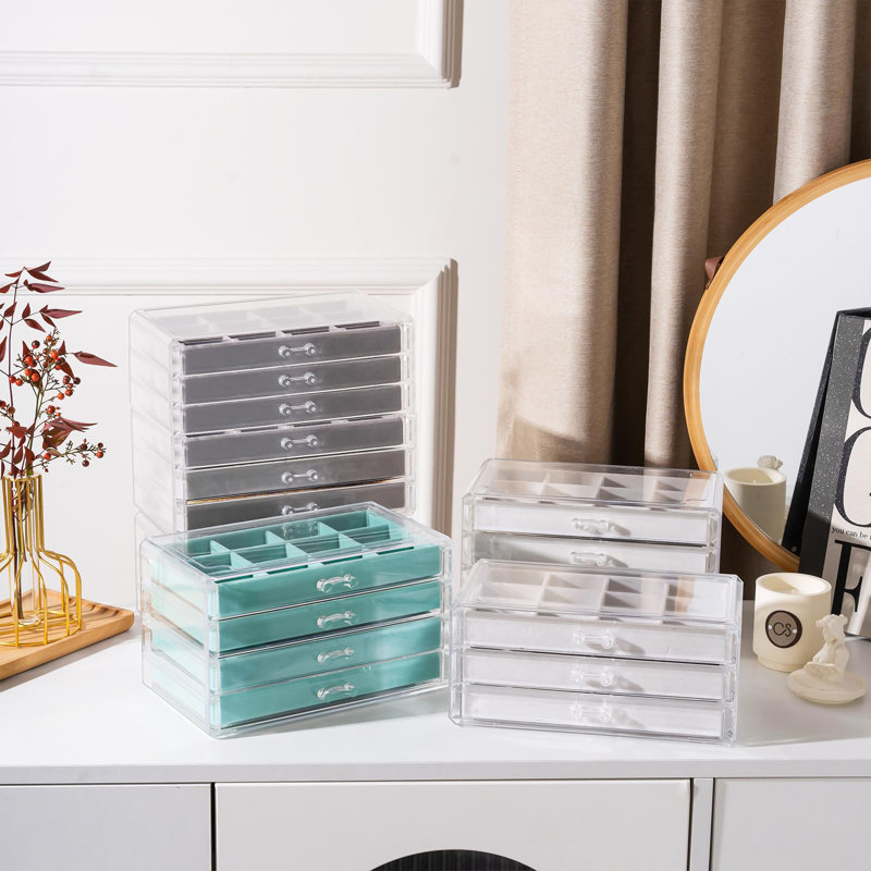 Latitude Run® Acrylic Jewelry Box With 10 Velvet Trays - Stylish, Space ...
