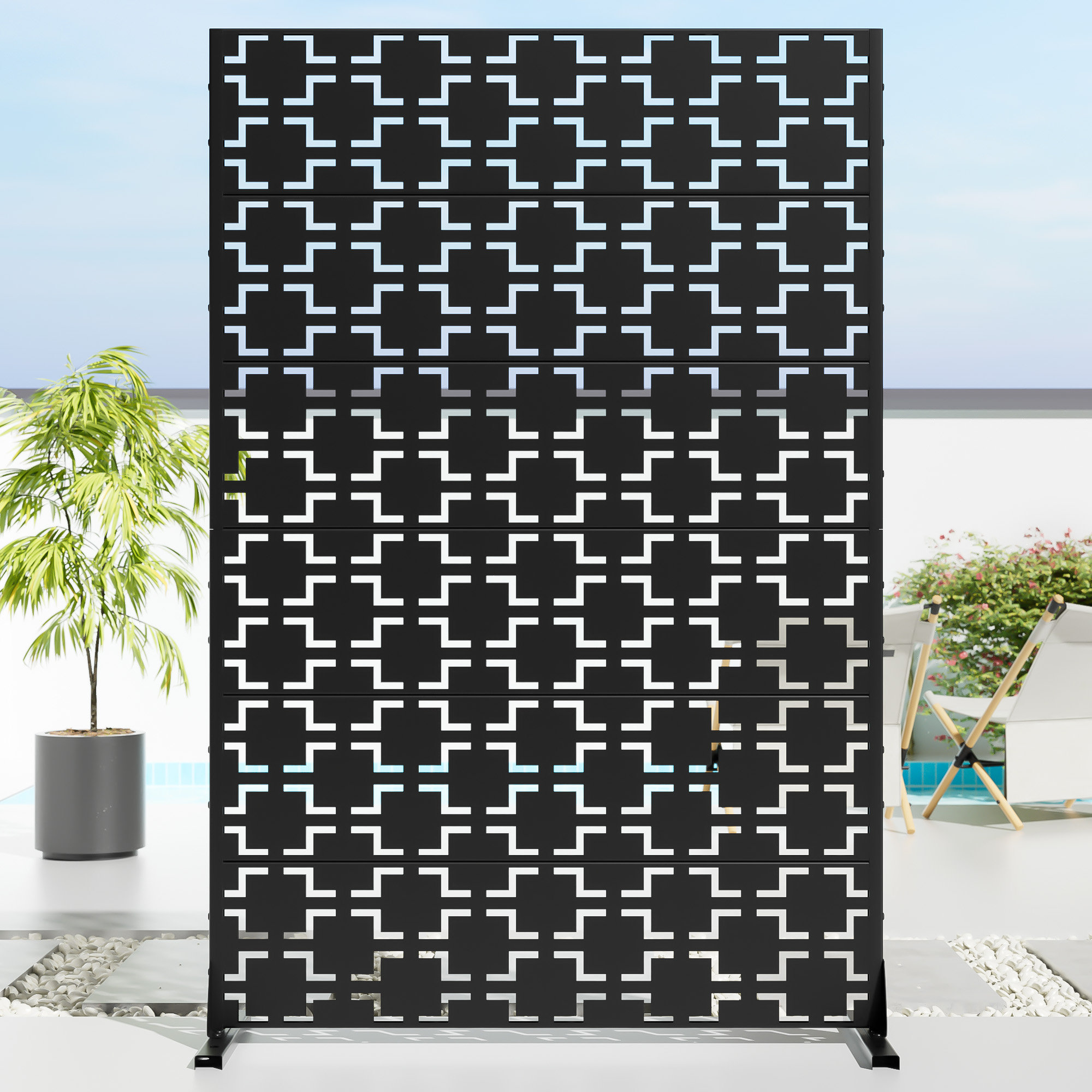 Dovelina 6 ft. H x 4 ft. W Metal Privacy Screen Fence Panel Square ...