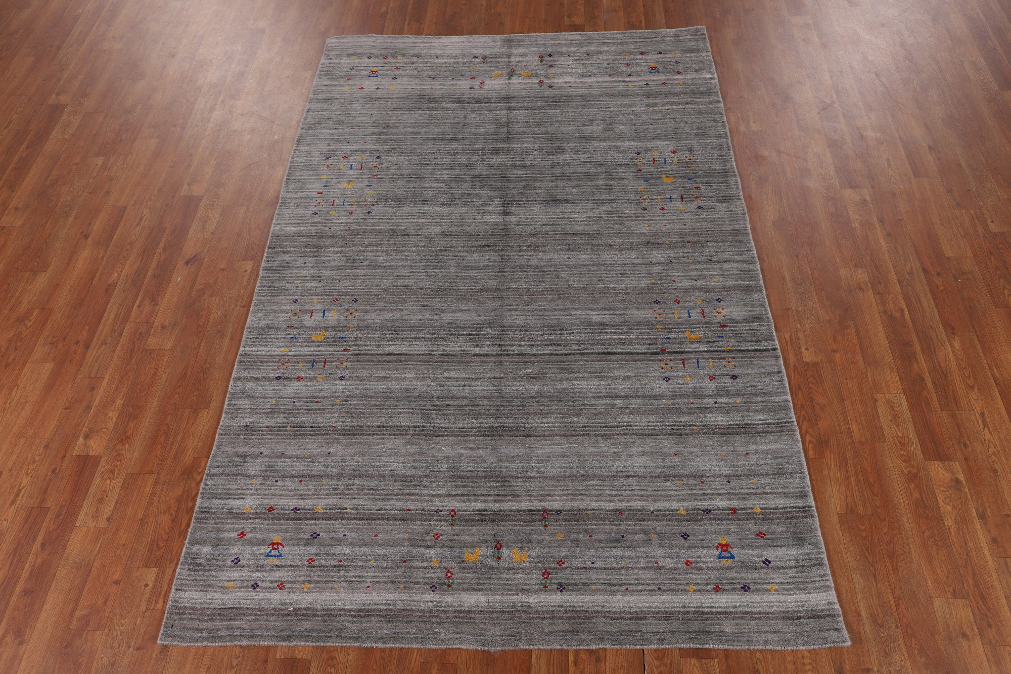 Bloomsbury Market Gray & Green Striped Gabbeh Oriental Area Rug | Wayfair